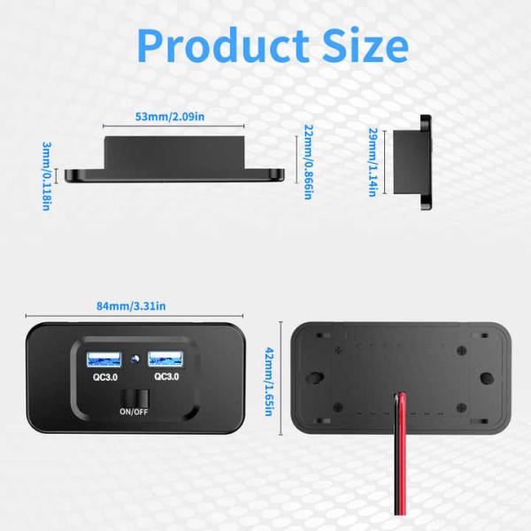 Quality 36W QC3.0 RV Phone Charging Station Two Ports Compact Wall Mount Design for sale
