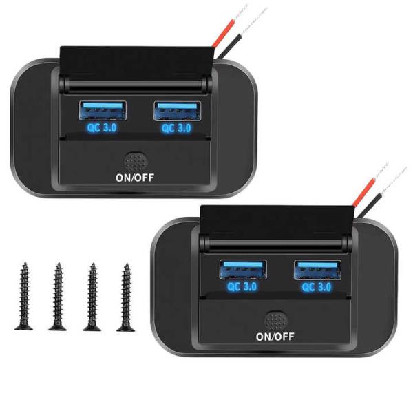 Quality 36W QC3.0 RV USB Charging Outlet Dual Port ON OFF Button Two Pins Connection for sale