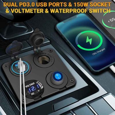 China Wasserdichtes Dual PD QC3.0 90W Auto-Telefonladegerät Spannungsschalter zu verkaufen