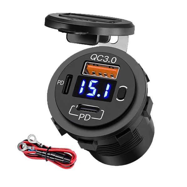 Quality Dual PD+QC3.0 12V/24V Triple Port Car Charger Fast Car USB Charger For Phone for sale