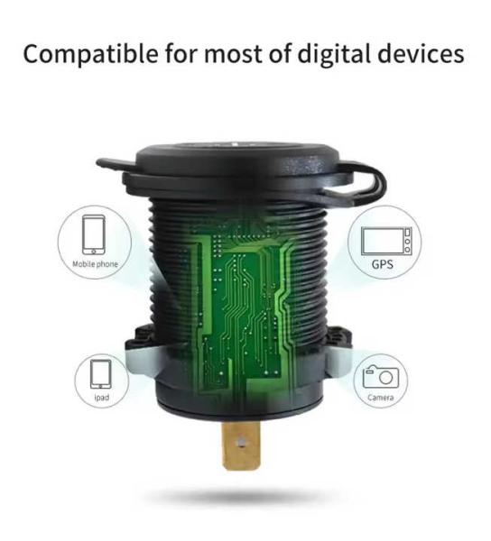 Quality 2 Pack 12V 24V IP65 Waterproof Auto USB Charger Double USB Car Charger for sale