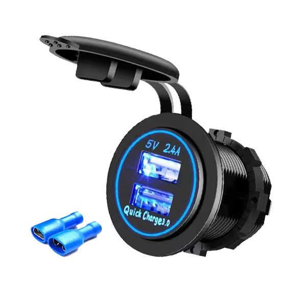 Quality USB A Car Charger Dual Port QC3.0 5V 2.4A For Vehicle Marine Bus Vibration for sale