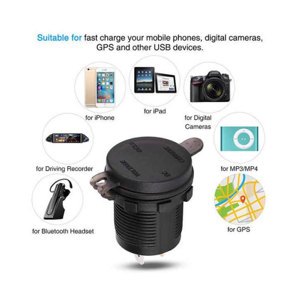 Quality 12Volt Dual USB Car Charger Socket 5V 2.1A For Car Bus Motorcycle Boat Charging for sale