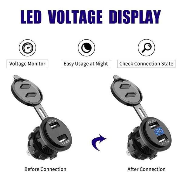Quality 12Volt Dual USB Car Charger Socket 5V 2.1A For Car Bus Motorcycle Boat Charging for sale