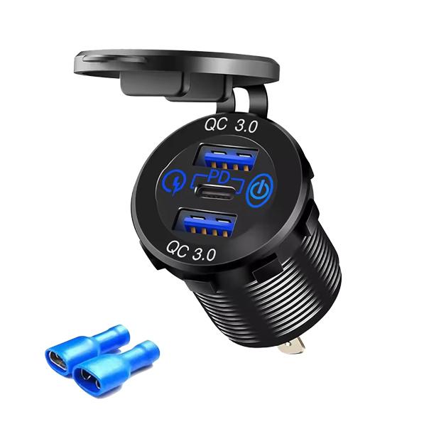 Quality 12-24V Outlet 3 Ports USB Fast Charger Socket Power Bus Seat Accessories PD3.0 Type-c USB Charger 12 24v Car Charger Usb c for sale