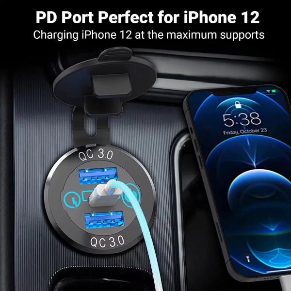 Quality 12-24V Outlet 3 Ports USB Fast Charger Socket Power Bus Seat Accessories PD3.0 for sale