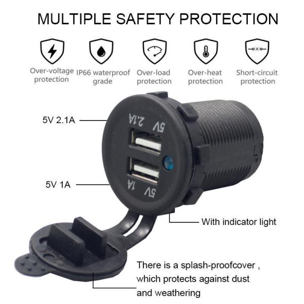 Quality Dual USB-A 3.1A Socket Waterproof 12/24v USB Car Charger for sale