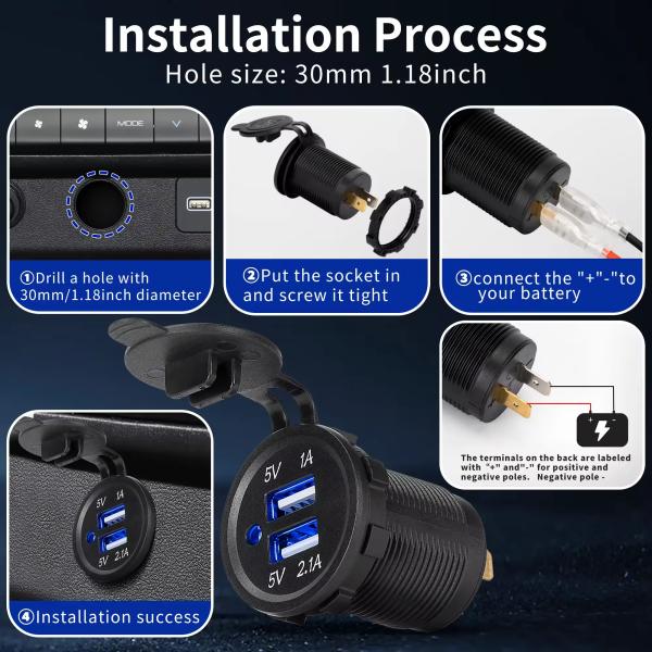 Quality Dual USB-A 3.1A Socket Waterproof 12/24v USB Car Charger for sale