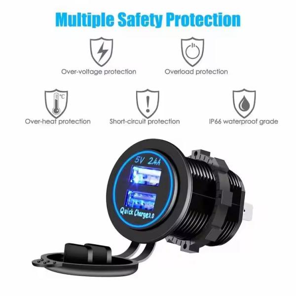 Quality "SmartDual" Car Charger QC3.0 Fast Charge + 2.4A Smart Output for sale