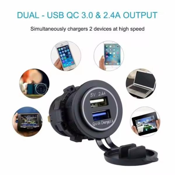 Quality "SmartDual" Car Charger QC3.0 Fast Charge + 2.4A Smart Output for sale