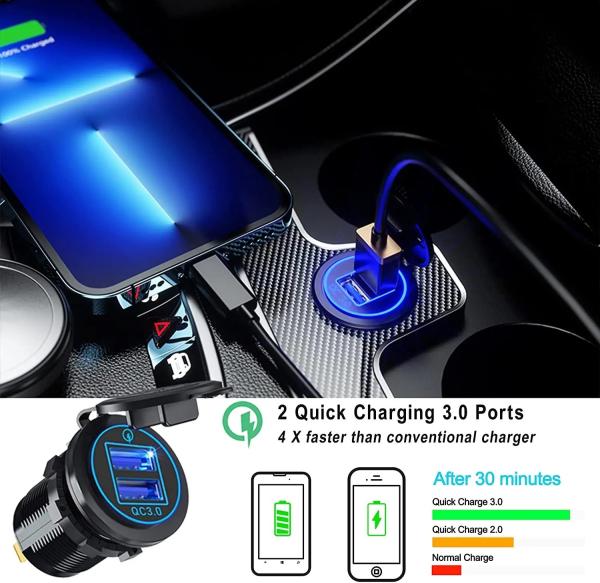 Quality Dual USB QC3.0 Fast Car Charger Adapter for sale