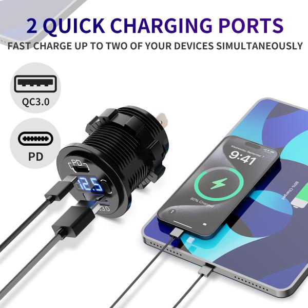 Quality QC3.0 USB Car Charger PD For Car Boat Bus Golf Motorcycle for sale