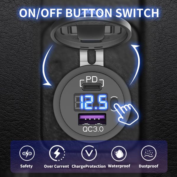Quality QC3.0 USB Car Charger PD For Car Boat Bus Golf Motorcycle for sale