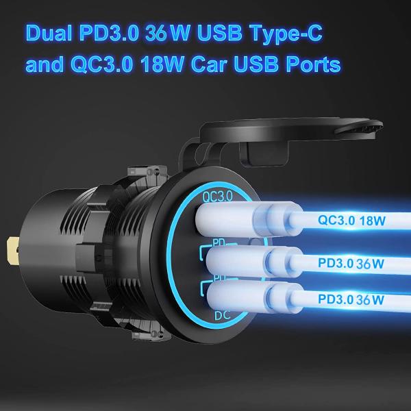 Quality 90W Car Charger 12 Volt Power Outlet With USB Fast Charging for sale