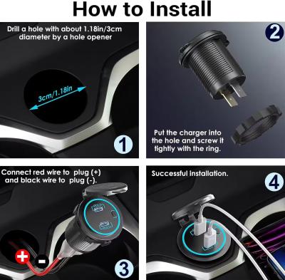 中国 急速カーUSB充電器 QC3.0 5V 2.4A デュアルポート 車両 マリン バス USB充電器 販売のため