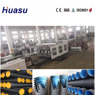 China 100kgh to 2000kgh single wall corrugated pipe extrusion line combined with PLC control system delivering consistent pipe for sale