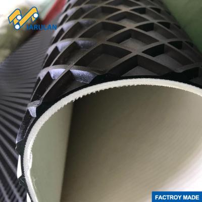 China Black Color Big Square Pattern PVC Conveyor Belt Checker Top For Wood Sanding Machine for sale