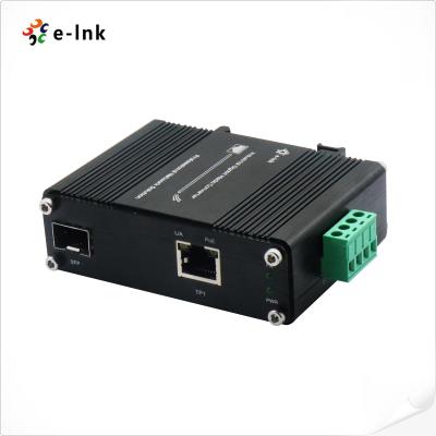 China Outdoor PoE Media Converter 1 poort 100/1000x SFP naar 1-poort 10/100/1000T 802.3bt 90w Din Rail Te koop