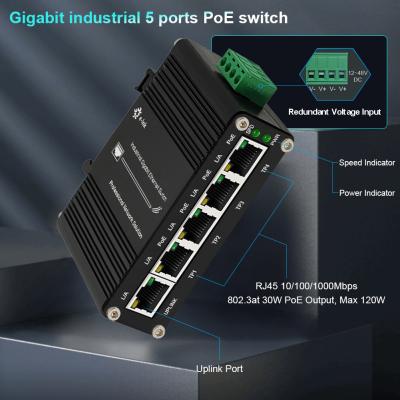 Κίνα Μίνι βιομηχανικός διακόπτης Ethernet POE 5 θύρων με 4 θύρες PoE 12 ~ 48V DC εισροή προς πώληση