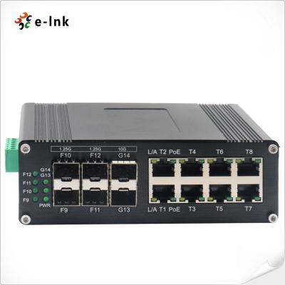 China Industrial L2+ 8-Port 10/100/1000T 802.3at PoE plus 4-Port 1G SFP + 2-Port 10G SFP+ Managed Ethernet Switch for sale