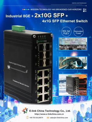 China Industrial 8-Port 10/100/1000T 802.3at PoE + 4-Port 1G SFP + 2-Port 10G SFP+ Ethernet Switch for sale
