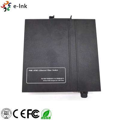 China 5-port 10/100/1000BASE-T (4-port PoE+) + 1-port 1000BASE-FX SFP Industrial Solar Power PoE Switch with 12VDC power input for sale