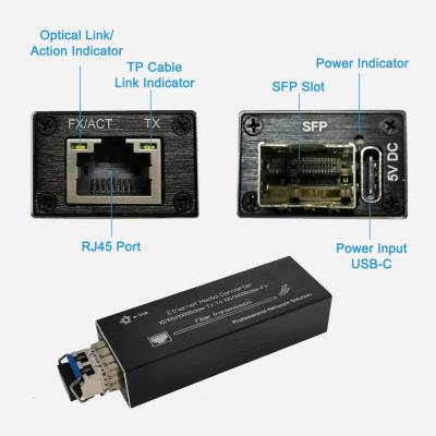 China Super kleiner 3W 10/100/1000Base-T zu 100/1000BASE-X SFP Ethernet Medienwandler zu verkaufen