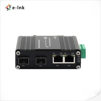 China Mini Industrial 2-Port 802.3at PoE + 2-Port SFP Ethernet Switch with 12~48VDC Power Booster Function for sale
