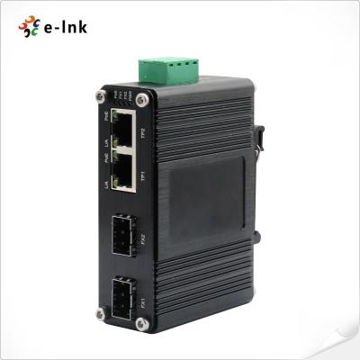 China Mini Industrial 2-Port 802.3at PoE + 2-Port SFP Ethernet Switch with 12~48VDC Power Booster Function for sale