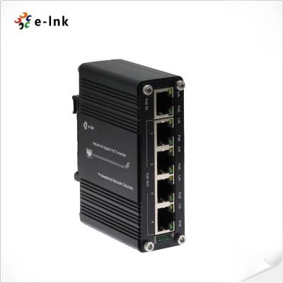 China Industrial 1-Port PoE+ to 4-Port Gigabit Extender 30W IP40 DIN-Rail for sale