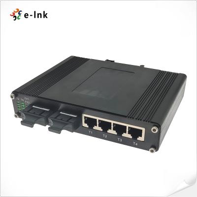 China Industrial 4-Port Gigabit RJ45 + 2-Port Gigabit Fiber Ethernet Switch Redundant Power for sale