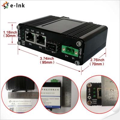 Cina Opzioni di Ethernet della fibra di media del convertitore 60W PoE+ di BACCANO del supporto industriale della ferrovia/parete durevoli in vendita