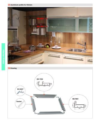 China Aluminum anodized profile, aluminum extrusion profile, Aluminum extruded profile for kitchen cabinet for sale