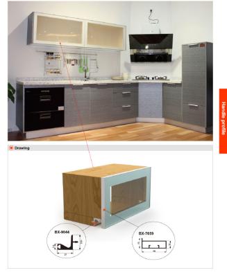China 6063 T5 shapes of Matt, Champage, SS Brush aluminum profile for kitchen, aluminum kitchen section for sale