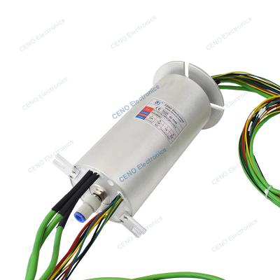 China Integrate Electric Power Ethernet Signal Slip Ring with Pneumatic Rotary Union for sale