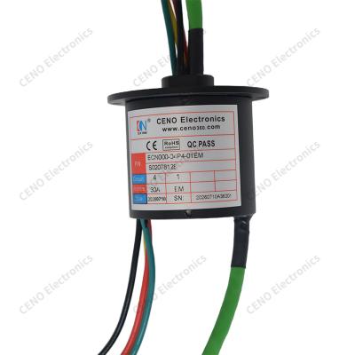 China Solid Shaft Slip Ring with 4 Circuits 30A Power and Ethernet Channel for Industrial Rotary Equipment for sale