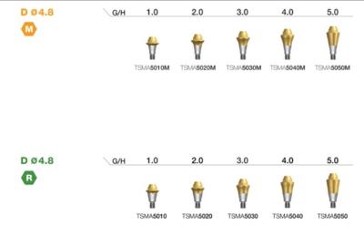 Китай Osstem® Multi Abutment Hiossen Регулярный / Мини MUA Прямой абтумент D: 4.8 Титановый GR5 ELI продается