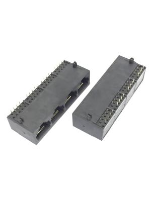 China Right angle 1x4 multi-port RJ45 Jacks, unshielded, without EMI fingers, optional LED for sale