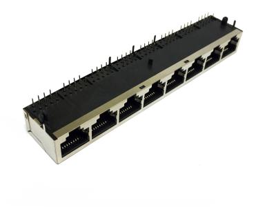 China Right angle 1x8 multi-port RJ45 Jacks, shielded, without EMI fingers, optional LED for sale