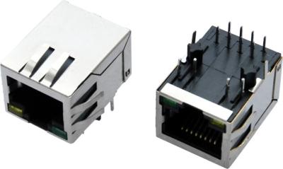 China RJ45 with Transformer, shielded with top and both side EMI fingers, built-in LED for sale