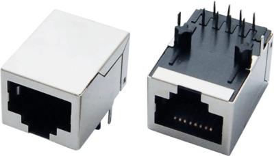 China 10/100M RJ45 with Transformer, shielded, side entry, integrated magnetics for sale