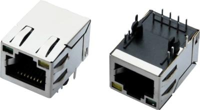 China 100M /1000M RJ45 jack with Transformer, shielded with EMI fingers, built-in LED for sale
