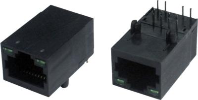 China 10M /100M RJ45 jack with Transformer, side entry, tab-up, built-in LED for sale