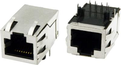 China 10M /100M RJ45 jack with Transformer,  shielded with EMI fingers, built-in LED for sale