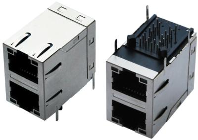 China RJ45 jack over single USB, with transformer, shielded with EMI fingers, built-in LED for sale