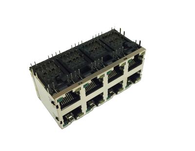 China 10/100/1000 Base-TX stacked Modular jack, with integrated magnetics for sale