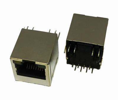 China 8P8C vertical RJ45 Jack, 1x1 port, top entry, shielded, built-in LED for sale