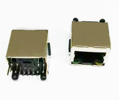 China 8P8C vertical RJ45 ethernet Jack, 1x1 port, top entry, shielded, built-in LED for sale