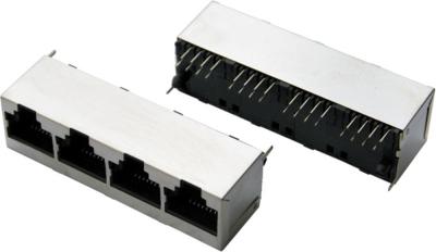 China 1x4 multi-port RJ45 Jacks,vertical, top entry, shielded for sale