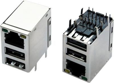 China Module Jack RJ45 Over Dual USB with LED, optional EMI fingers for sale